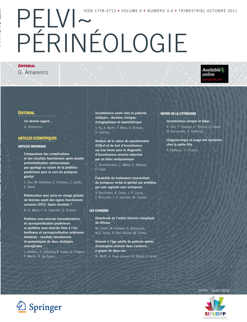 Explorer et traiter une incontinence fécale | Pelvi-périnéologie