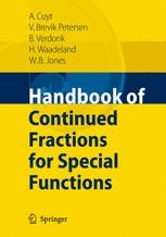 Handbook of Continued Fractions for Special Functions | SpringerLink