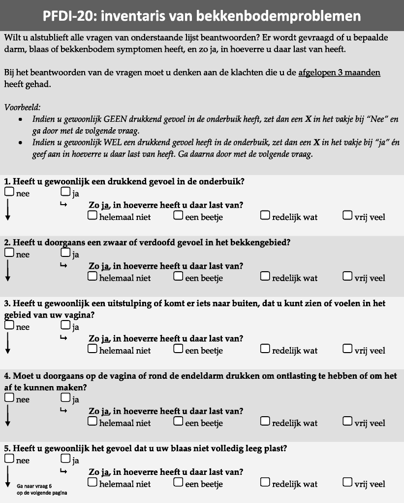 Validation of the Pelvic Floor Distress Inventory (PFDI-20) and Pelvic ...