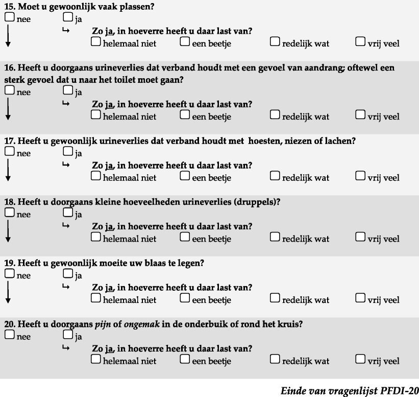 Validation of the Pelvic Floor Distress Inventory (PFDI-20) and Pelvic ...