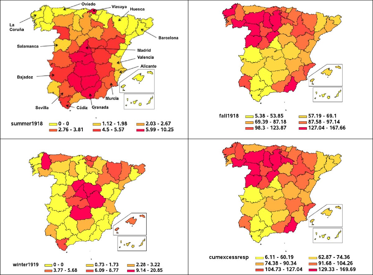 Spatial-temporal excess mortality patterns of the 1918–1919 influenza ...