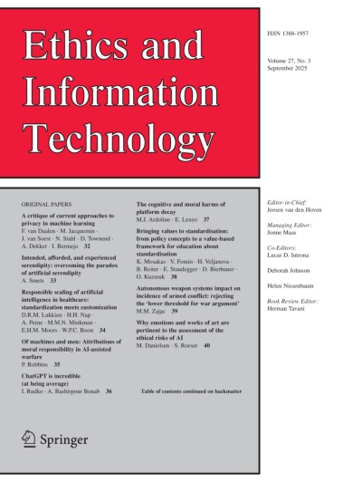 Ethics and Information Technology 3/2025 | springerprofessional.de