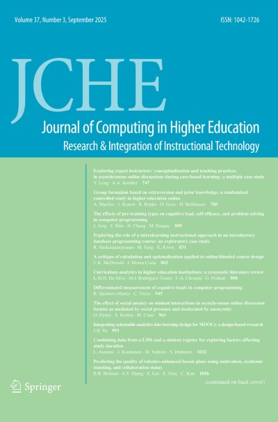 Journal of Computing in Higher Education 3/2025 | springerprofessional.de