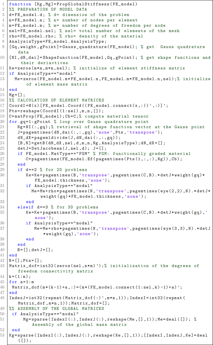 Vectfem: a generalized MATLAB-based vectorized algorithm for the computation of global matrix ...