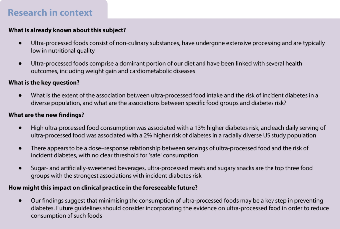 Ultra-processed food consumption and risk of diabetes: results from a ...