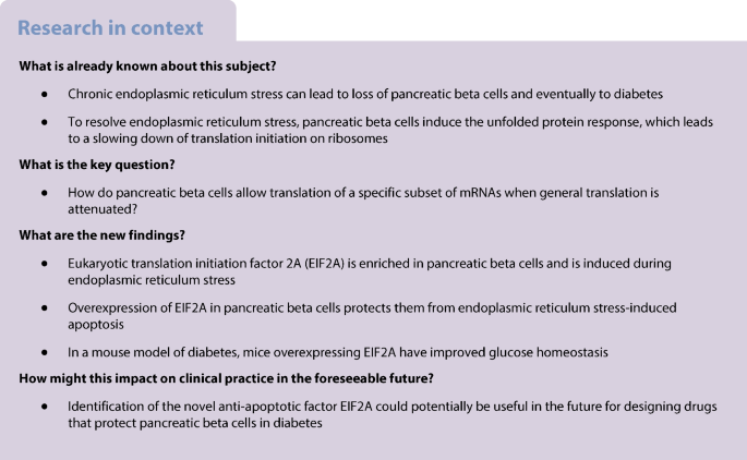 Eukaryotic translation initiation factor 2A protects pancreatic beta ...