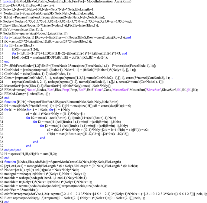 A 499-line MATLAB implementation for frictional contact topology optimization | Structural and ...