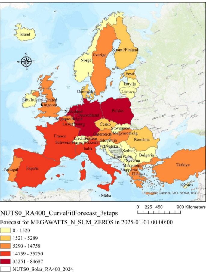 Solar energy production in EU + countries using space–time forecasting ...