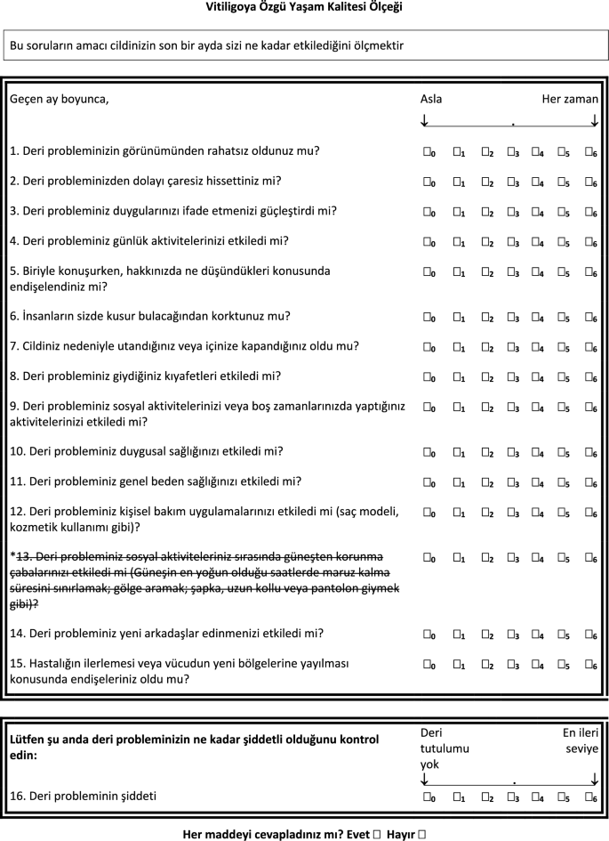 Validation of the vitiligo-specific quality-of-life instrument (VitiQoL ...