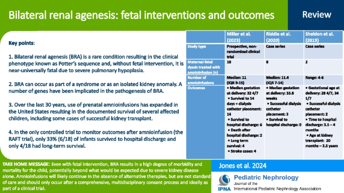 Bilateral renal agenesis: fetal intervention and outcomes | Pediatric ...