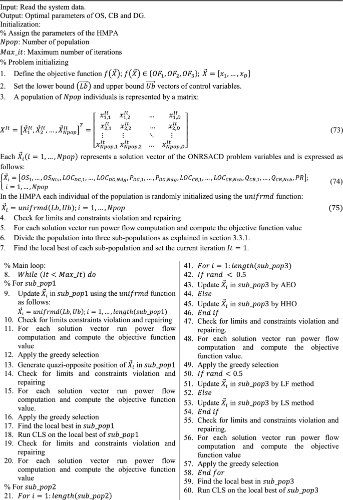 An efficient hybrid multi-population algorithm (HMPA) for enhancing techno-economic benefits ...