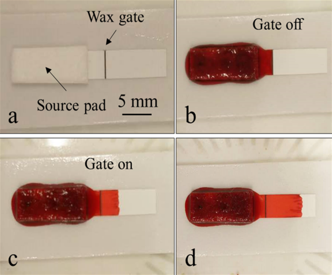 Triggerable fluidic gates in paper-based microfluidic devices using ...