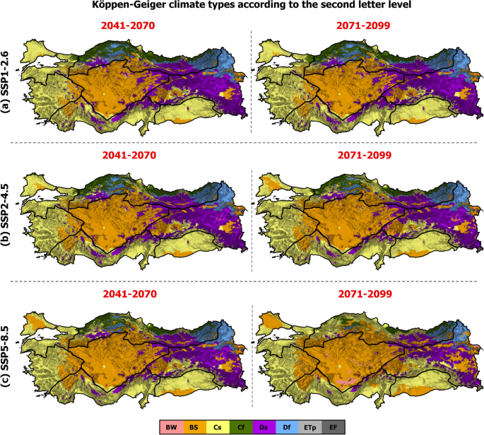 Observed and projected geographical and temporal changes in the Köppen ...