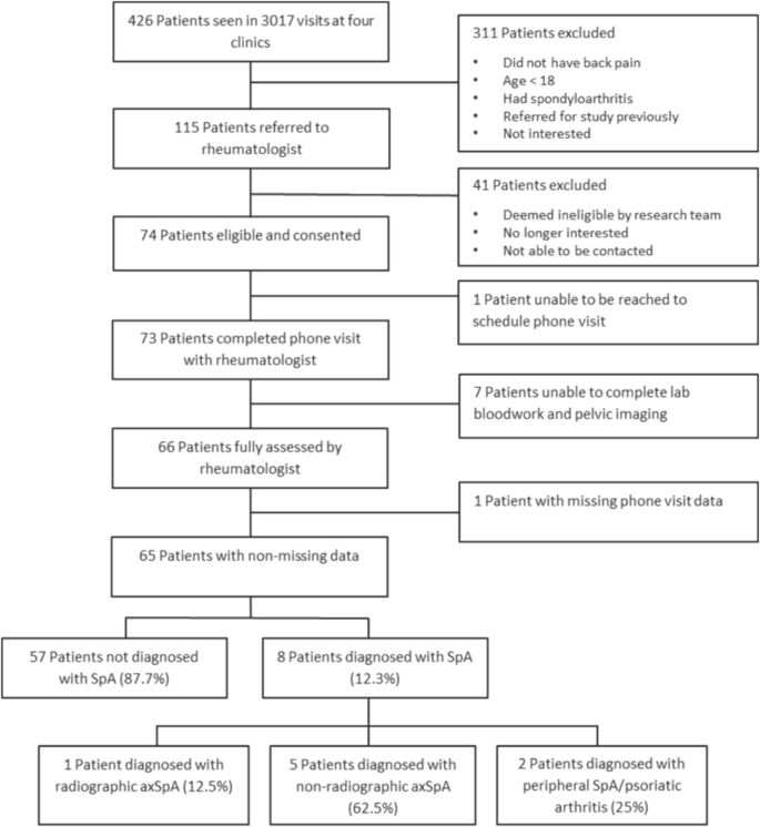 Prevalence of axial spondyloarthritis (axSpA) in patients treated for ...