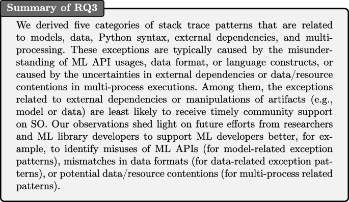 What causes exceptions in machine learning applications? Mining machine learning-related stack ...