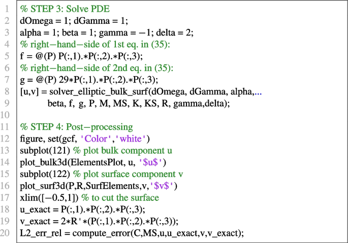 VEMcomp: a Virtual Elements MATLAB package for bulk-surface PDEs in 2D and 3D | Numerical Algorithms