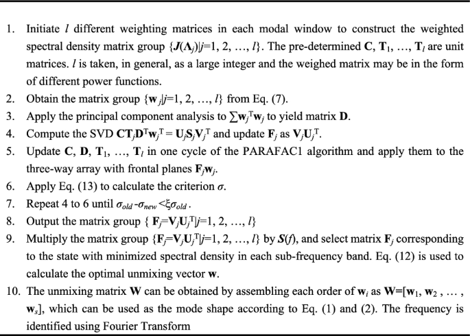 Blind modal identification with a weighted spectral density for an ...