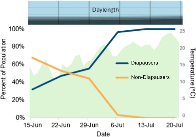 Likelihood of same diapause fate for nest-adjacent siblings of alfalfa ...