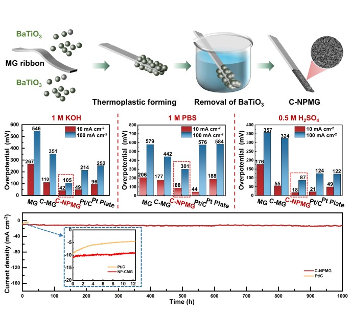 Self-supported partially crystallized nanoporous metallic glass for ...