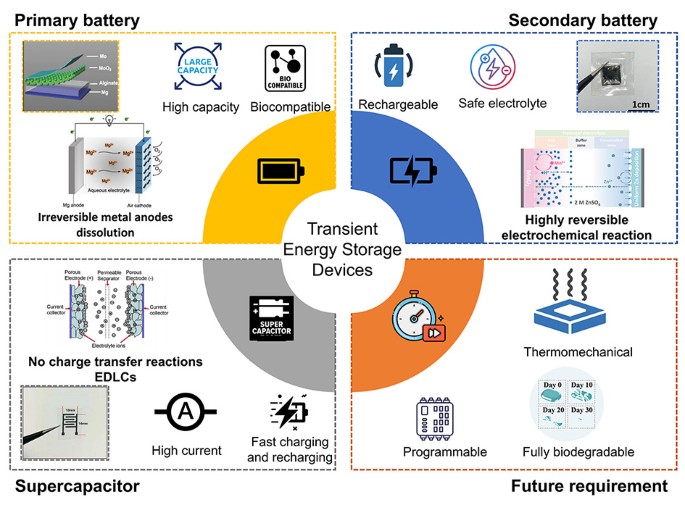 Transient energy storage devices for implantable medical electronics ...