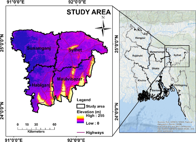 Risk assessment and zonation of flash flood in Sylhet basin, Northeast Bangladesh using GIS-MCDM ...