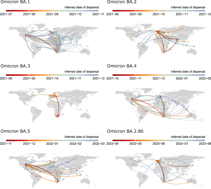 Tracing the spatial origins and spread of SARS-CoV-2 Omicron lineages ...