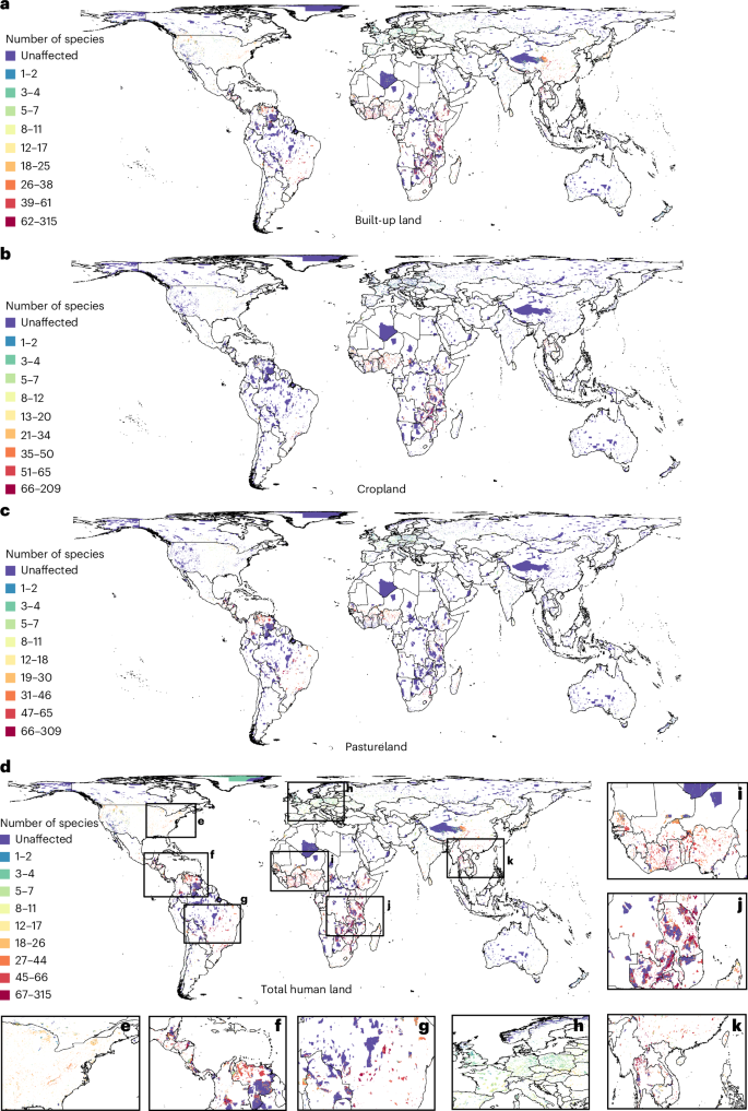 Projected human land-use pressures and natural habitat conversion risk ...