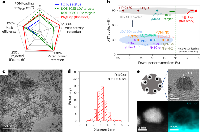 Pt catalyst protected by graphene nanopockets enables lifetimes of over 200,000 h for heavy-duty ...