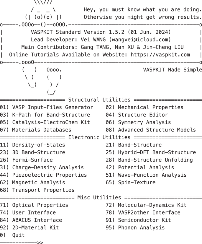 Empowering materials science with VASPKIT: a toolkit for enhanced simulation and analysis ...