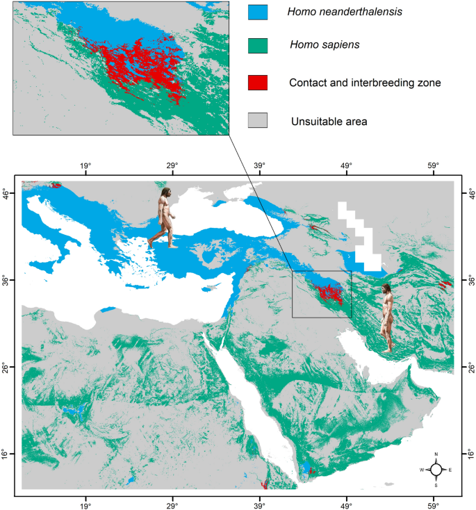 Reconstructing contact and a potential interbreeding geographical zone ...