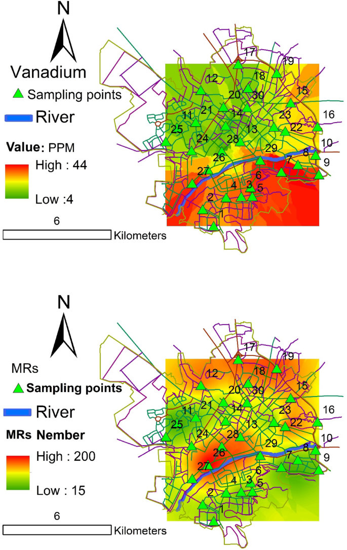 Spatial analysis and health implications of micro rubber and vanadium ...