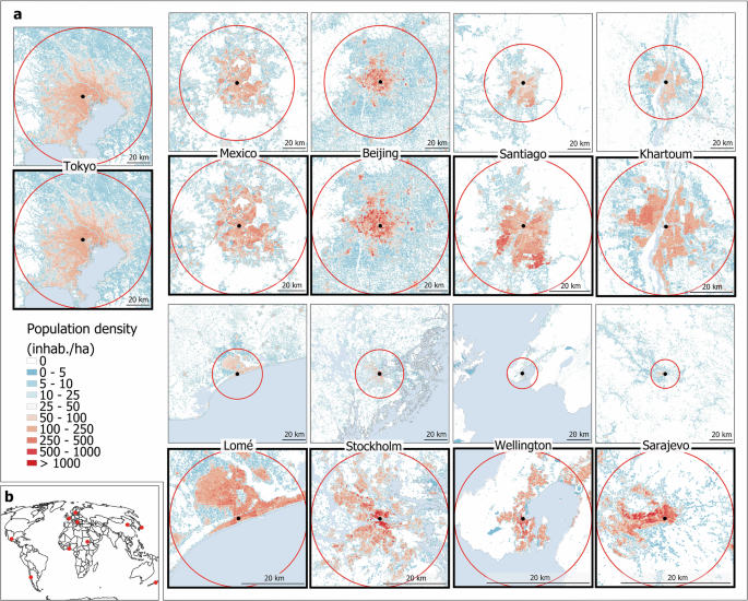 The three-dimensional structure of population density in world cities ...