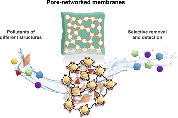 Pore-networked membrane using linked metal-organic polyhedra for trace-level pollutant removal ...