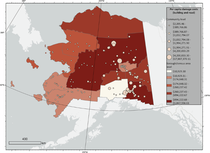 Permafrost thaw-related infrastructure damage costs in Alaska are ...