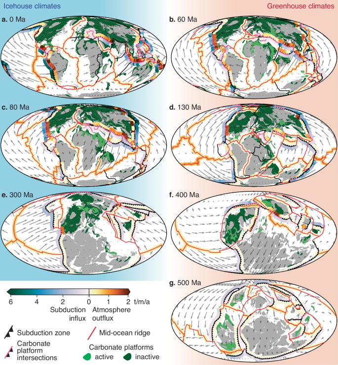 Carbon emissions along divergent plate boundaries modulate icehouse ...