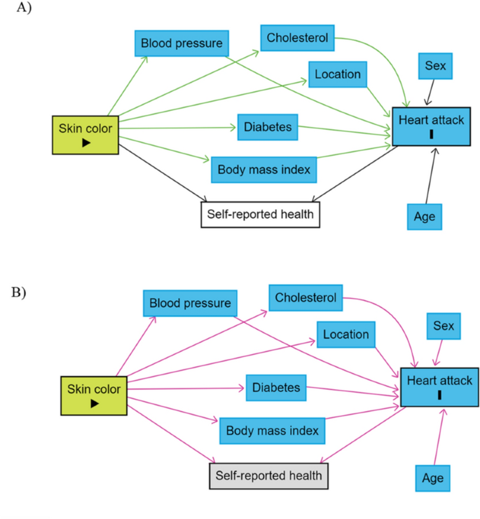 How collider bias affects the relationship between skin color and heart ...