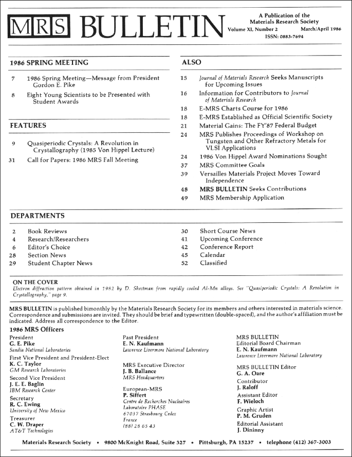 A brief history of MRS Bulletin | MRS Bulletin