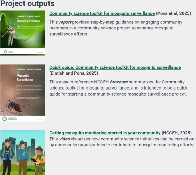 Community science for mosquito surveillance in Canada: a toolkit for ...
