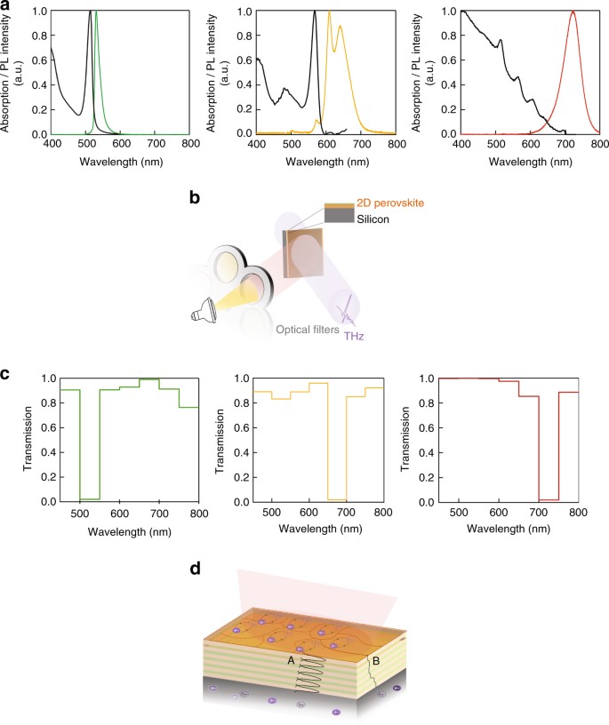 Colour selective control of terahertz radiation using two-dimensional hybrid organic inorganic ...