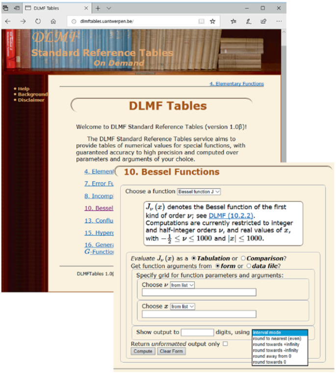 DLMF Standard Reference Tables on Demand | SpringerLink
