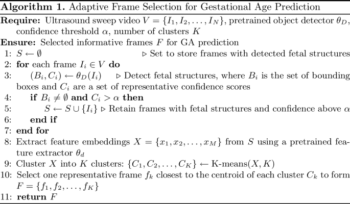 Adaptive Frame Selection for Gestational Age Estimation from Blind ...