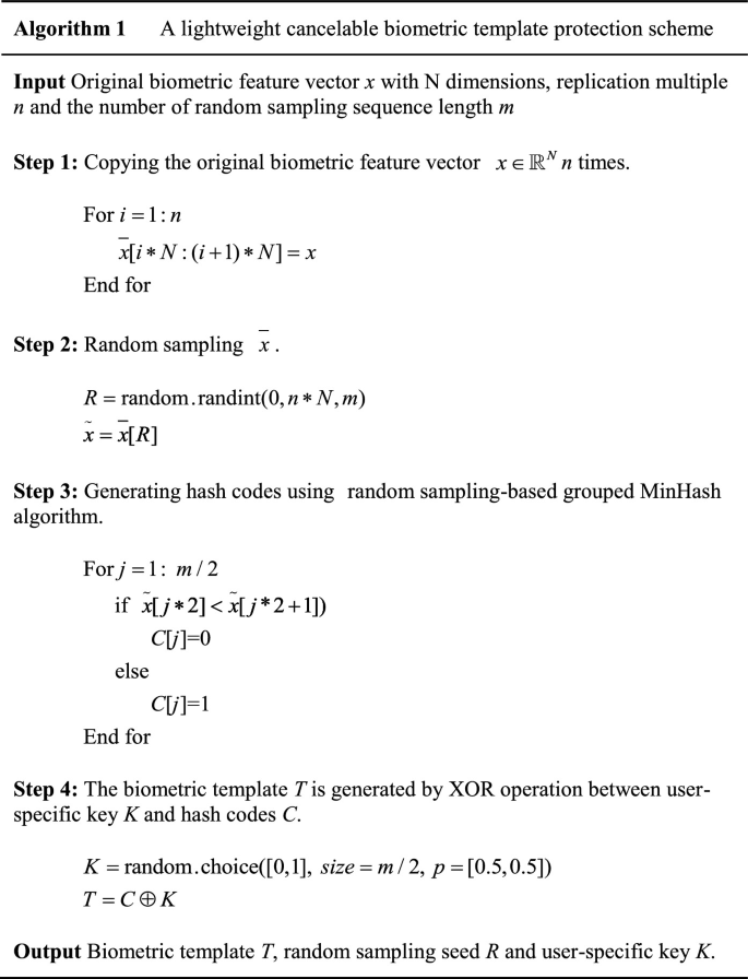 A Lightweight Cancelable Biometric Template Protection Scheme | SpringerLink
