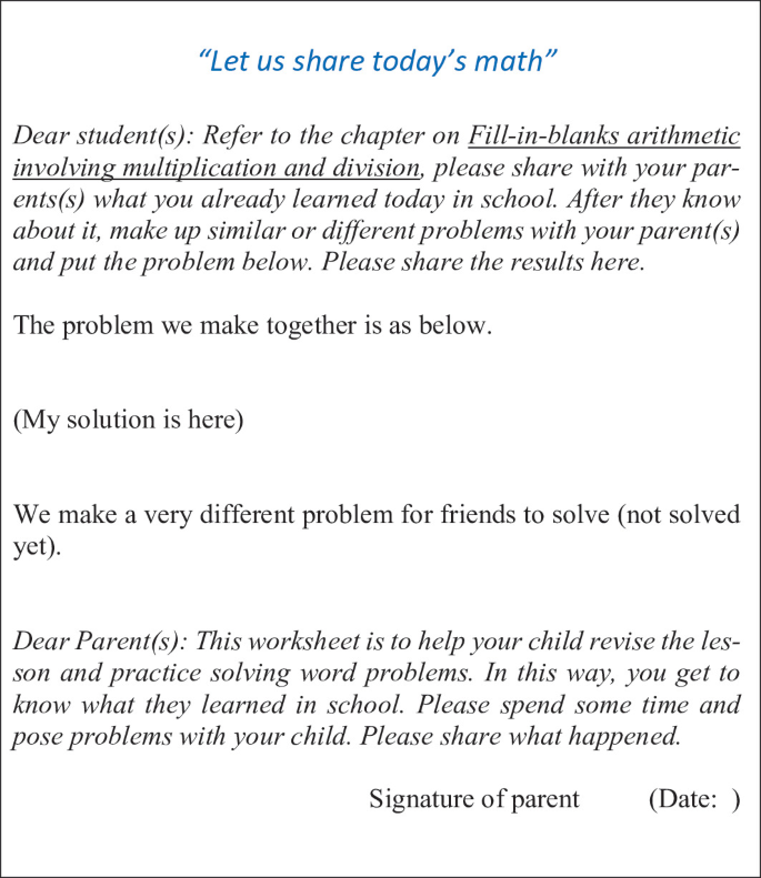 Mathematics Problem Posing Homework for Parents and Children: Two Case ...