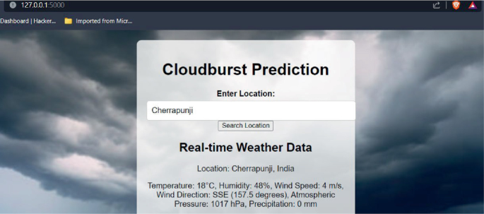 Weather Monitoring and Cloudburst Prediction Based on Machine Learning Algorithms: An Initiative ...