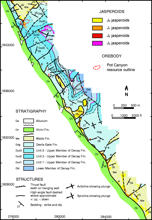 Geology and geochemistry of jasperoids from the Gold Bar district ...