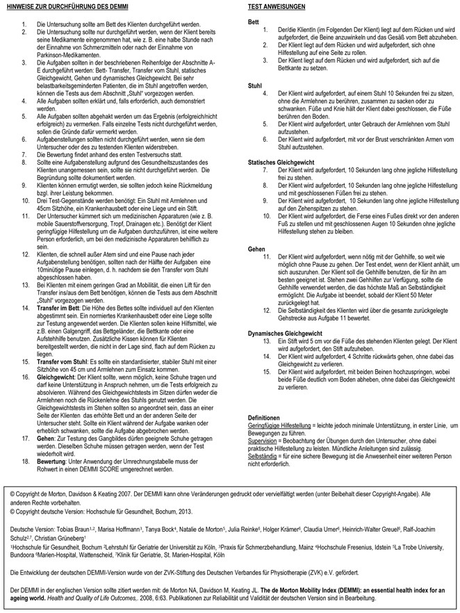 Deutsche Version des De Morton Mobility Index | SpringerLink