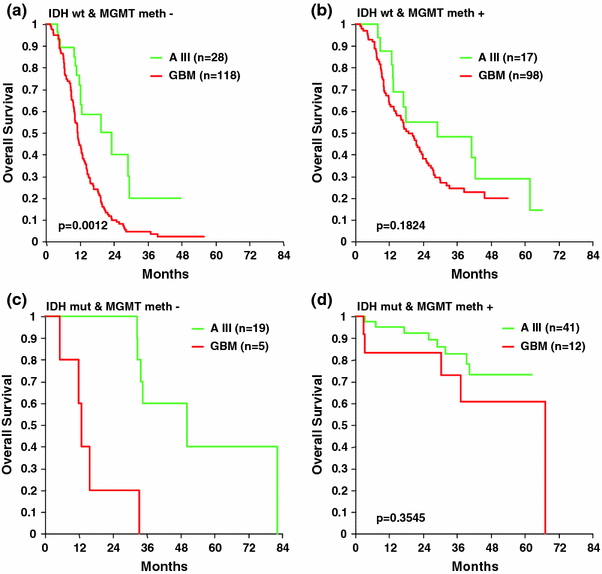 Patients with IDH1 wild type anaplastic astrocytomas exhibit worse prognosis than IDH1-mutated ...