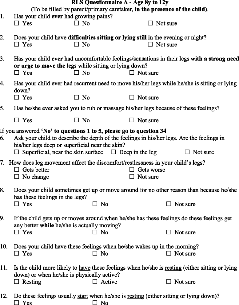 Restless legs syndrome in children with chronic kidney disease ...