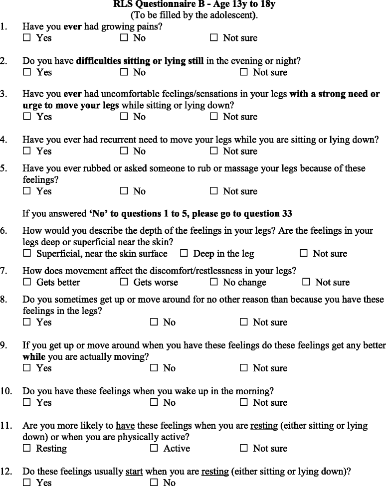 Restless legs syndrome in children with chronic kidney disease ...