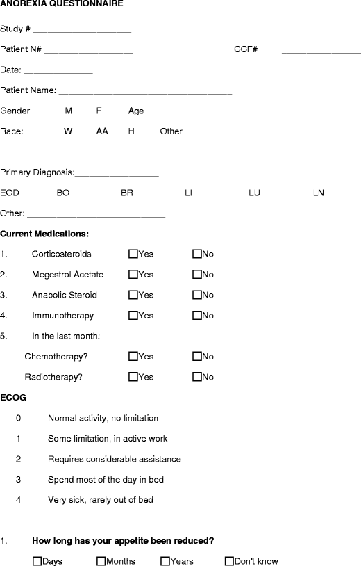 Components of the anorexia–cachexia syndrome: gastrointestinal symptom ...